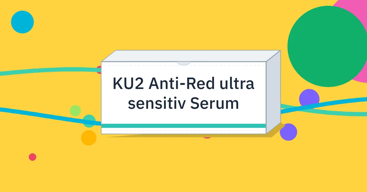Symbolbild: Packung mit der Aufschrift KU2 Anti-Red ultra sensitiv Serum (PZN 19975951) – Verfügbarkeit und Bezug in Apotheken in Frankfurt am Main