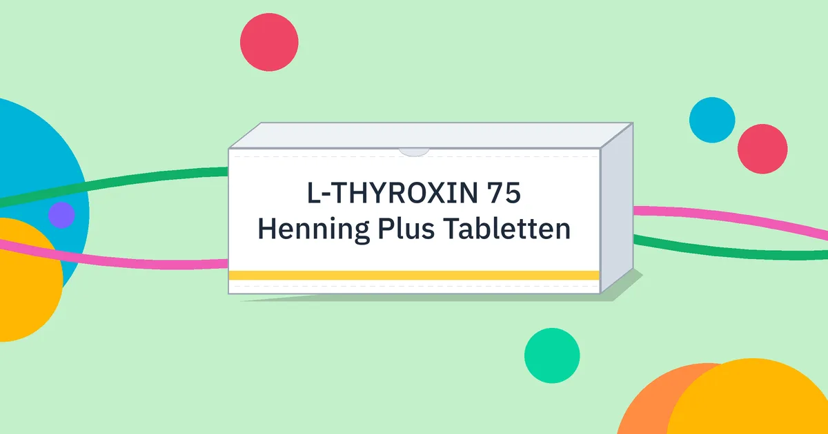 Symbolbild: Packung mit der Aufschrift L-THYROXIN 75 Henning Plus Tabletten (PZN 03343781) – Verfügbarkeit und Bezug in Apotheken in Frankfurt am Main
