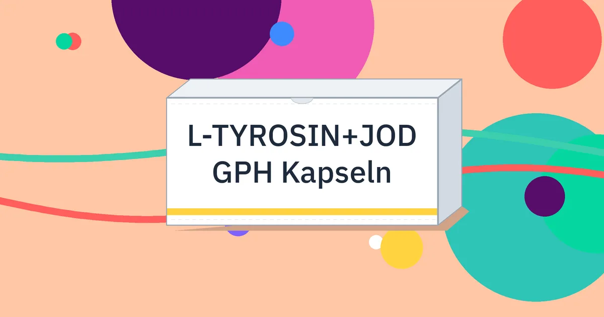 Symbolbild: Packung mit der Aufschrift L-TYROSIN+JOD GPH Kapseln (PZN 07350921) – Verfügbarkeit und Bezug in Apotheken in Frankfurt am Main