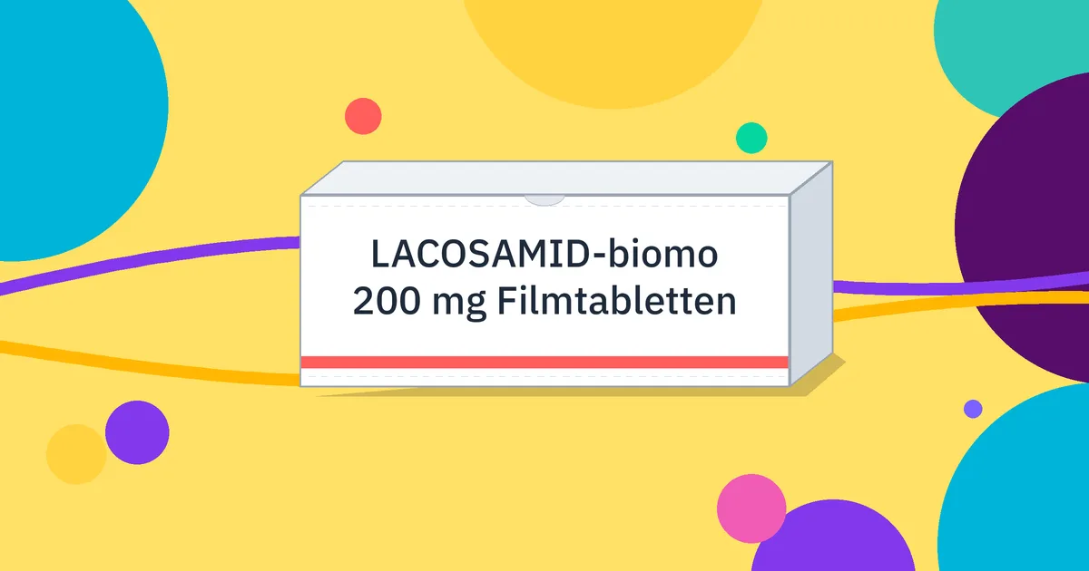 Symbolbild: Packung mit der Aufschrift LACOSAMID-biomo 200 mg Filmtabletten (PZN 17212634) – Verfügbarkeit und Bezug in Apotheken in Frankfurt am Main