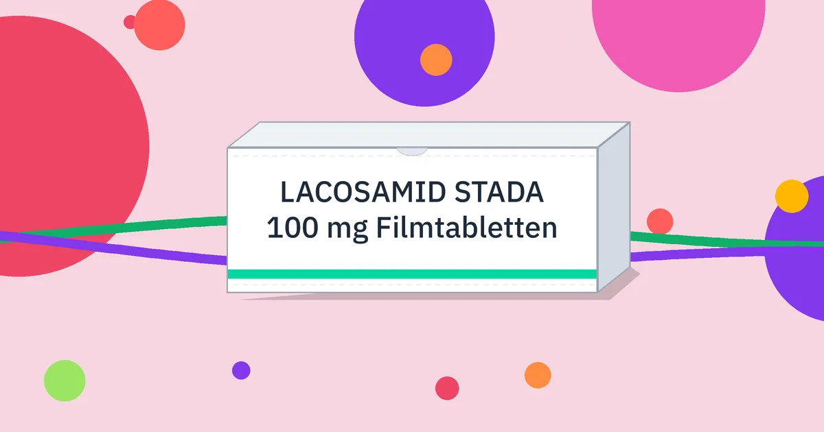 Symbolbild: Packung mit der Aufschrift LACOSAMID STADA 100 mg Filmtabletten (PZN 17273647) – Verfügbarkeit und Bezug in Apotheken in Frankfurt am Main