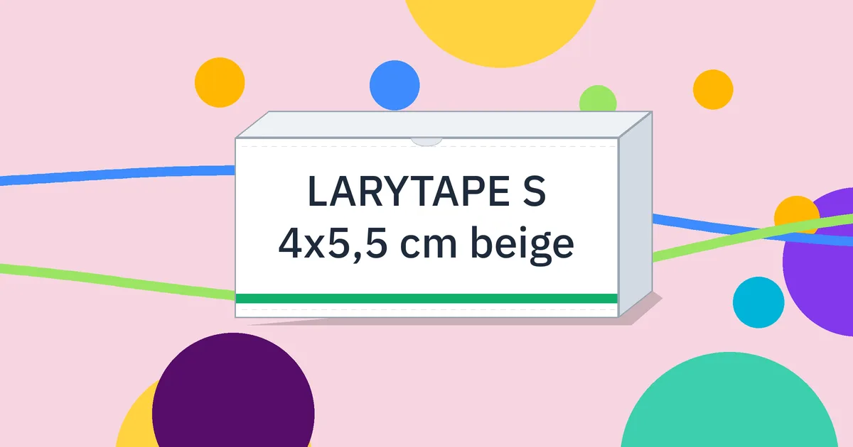 Symbolbild: Packung mit der Aufschrift LARYTAPE S 4x5,5 cm beige (PZN 11299137) – Verfügbarkeit und Bezug in Apotheken in Frankfurt am Main