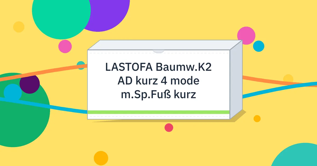 Symbolbild: Packung mit der Aufschrift LASTOFA Baumw.K2 AD kurz 4 mode m.Sp.Fuß kurz (PZN 01945501) – Verfügbarkeit und Bezug in Apotheken in Frankfurt am Main