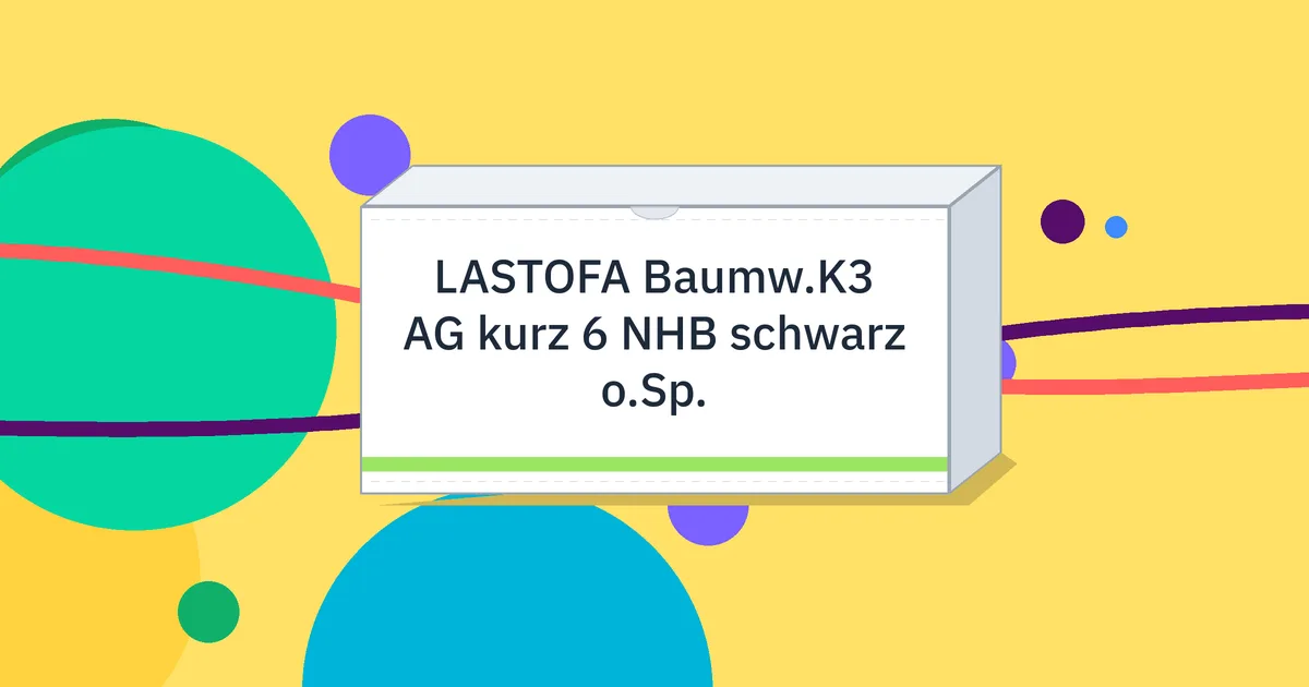 Symbolbild: Packung mit der Aufschrift LASTOFA Baumw.K3 AG kurz 6 NHB schwarz o.Sp. (PZN 01956019) – Verfügbarkeit und Bezug in Apotheken in Frankfurt am Main