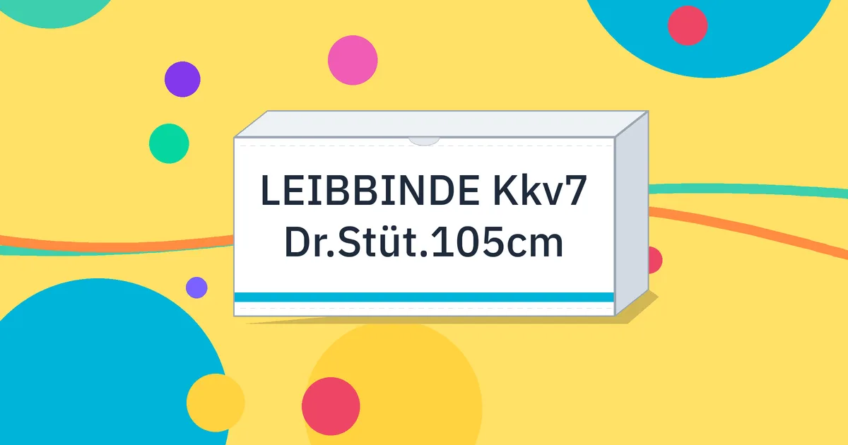 Symbolbild: Packung mit der Aufschrift LEIBBINDE Kkv7 Dr.Stüt.105cm (PZN 01966644) – Verfügbarkeit und Bezug in Apotheken in Frankfurt am Main