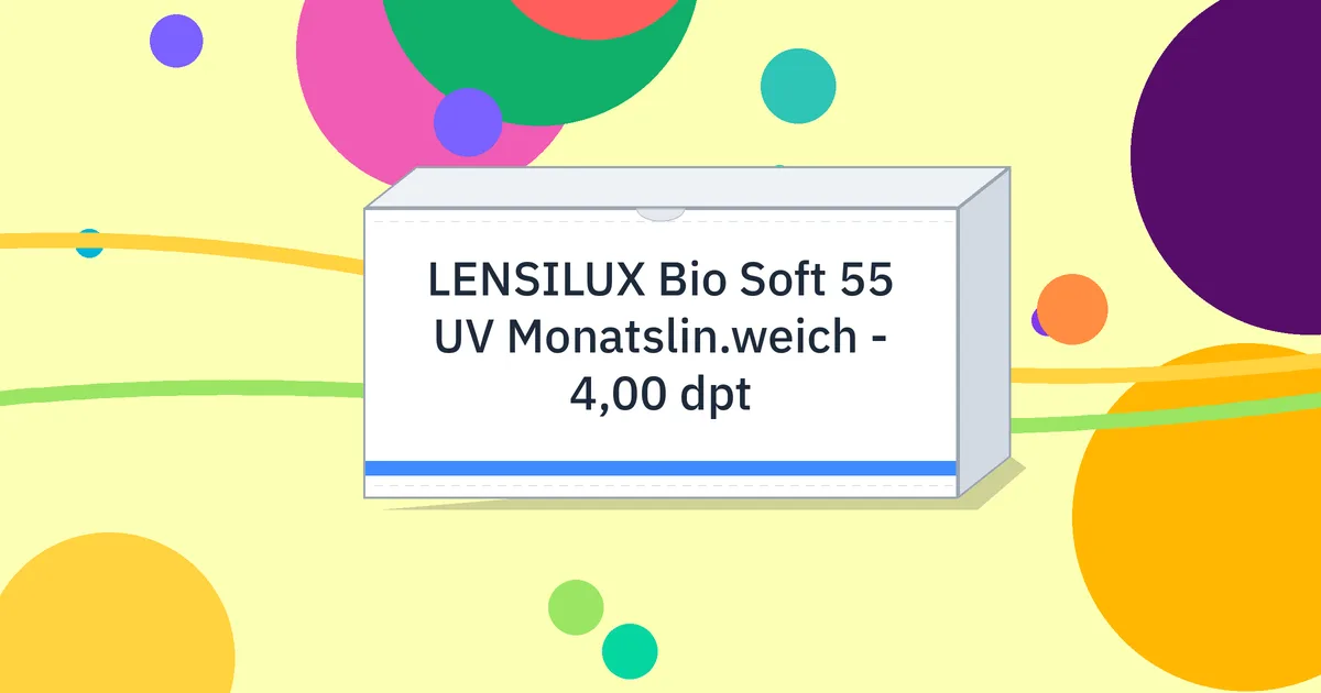 Symbolbild: Packung mit der Aufschrift LENSILUX Bio Soft 55 UV Monatslin.weich -4,00 dpt (PZN 20001763) – Verfügbarkeit und Bezug in Apotheken in Frankfurt am Main