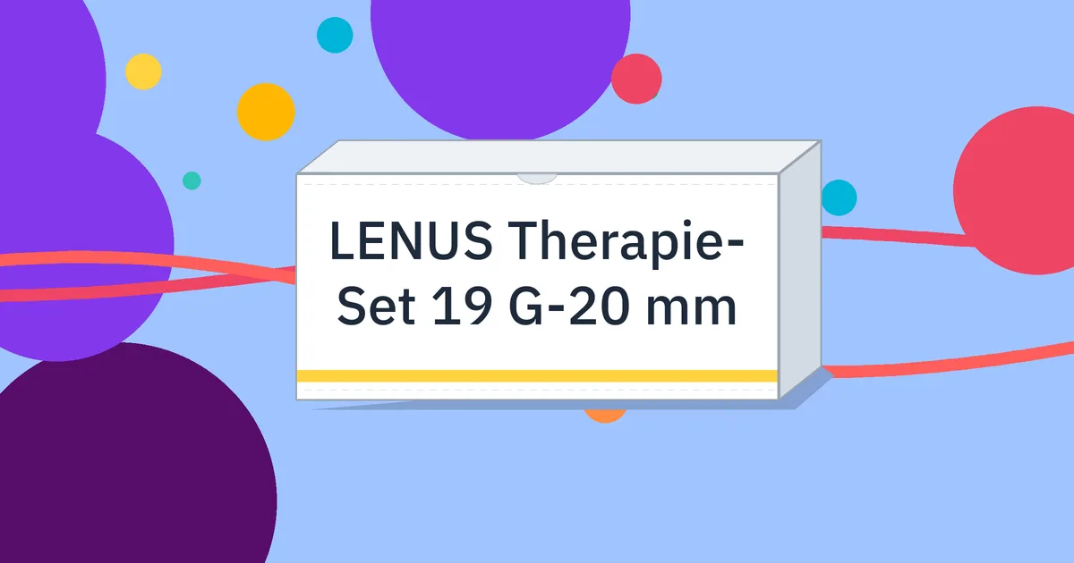 Symbolbild: Packung mit der Aufschrift LENUS Therapie-Set 19 G-20 mm (PZN 20601629) – Verfügbarkeit und Bezug in Apotheken in Frankfurt am Main