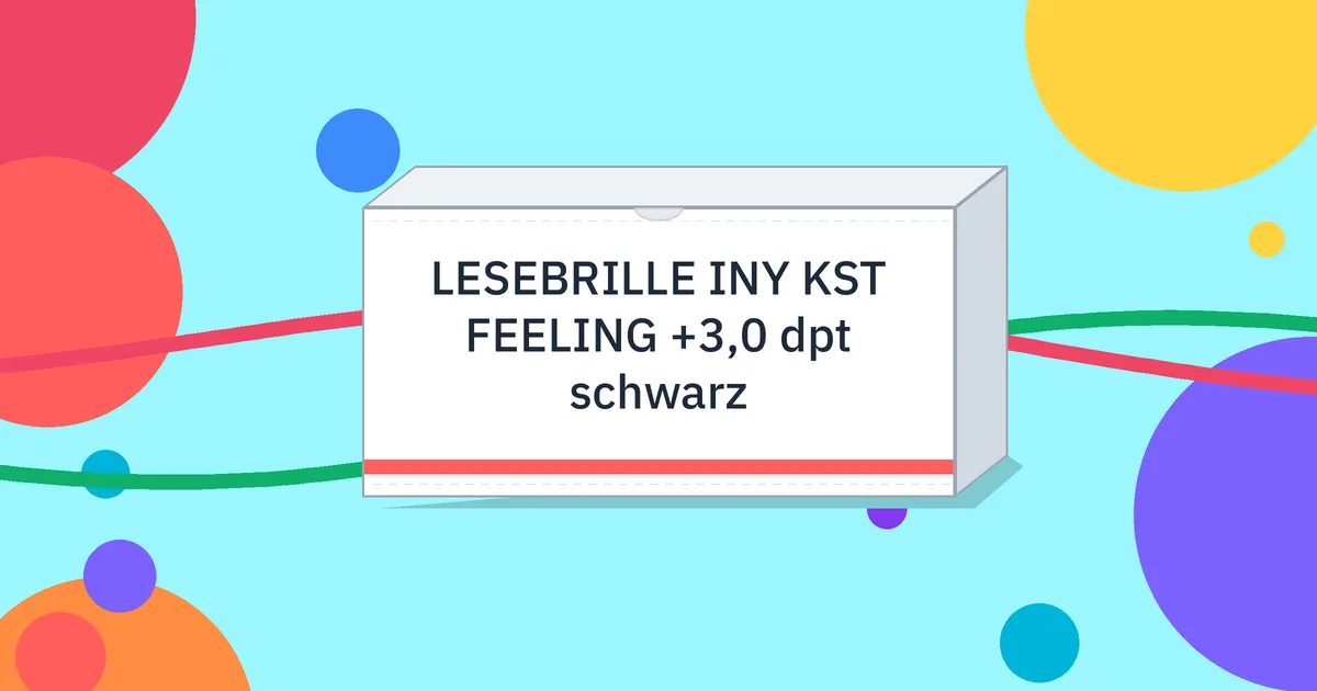 Symbolbild: Packung mit der Aufschrift LESEBRILLE INY KST FEELING +3,0 dpt schwarz (PZN 19940958) – Verfügbarkeit und Bezug in Apotheken in Frankfurt am Main