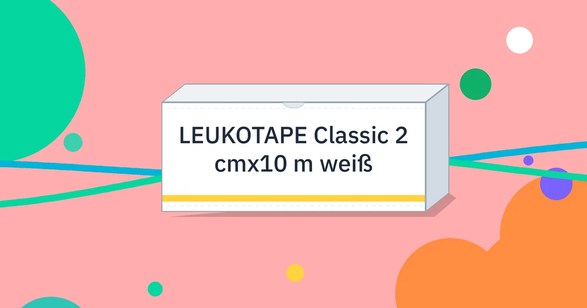 Symbolbild: Packung mit der Aufschrift LEUKOTAPE Classic 2 cmx10 m weiß (PZN 00499755) – Verfügbarkeit und Bezug in Apotheken in Frankfurt am Main