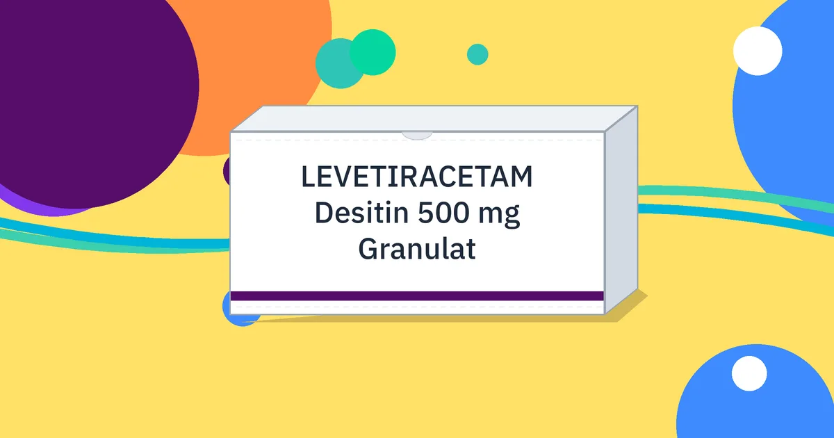 Symbolbild: Packung mit der Aufschrift LEVETIRACETAM Desitin 500 mg Granulat (PZN 08891435) – Verfügbarkeit und Bezug in Apotheken in Frankfurt am Main