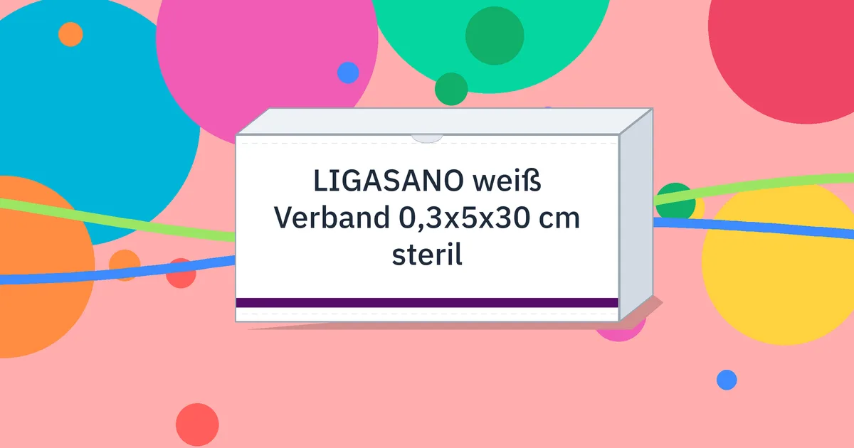 Symbolbild: Packung mit der Aufschrift LIGASANO weiß Verband 0,3x5x30 cm steril (PZN 20171689) – Verfügbarkeit und Bezug in Apotheken in Frankfurt am Main