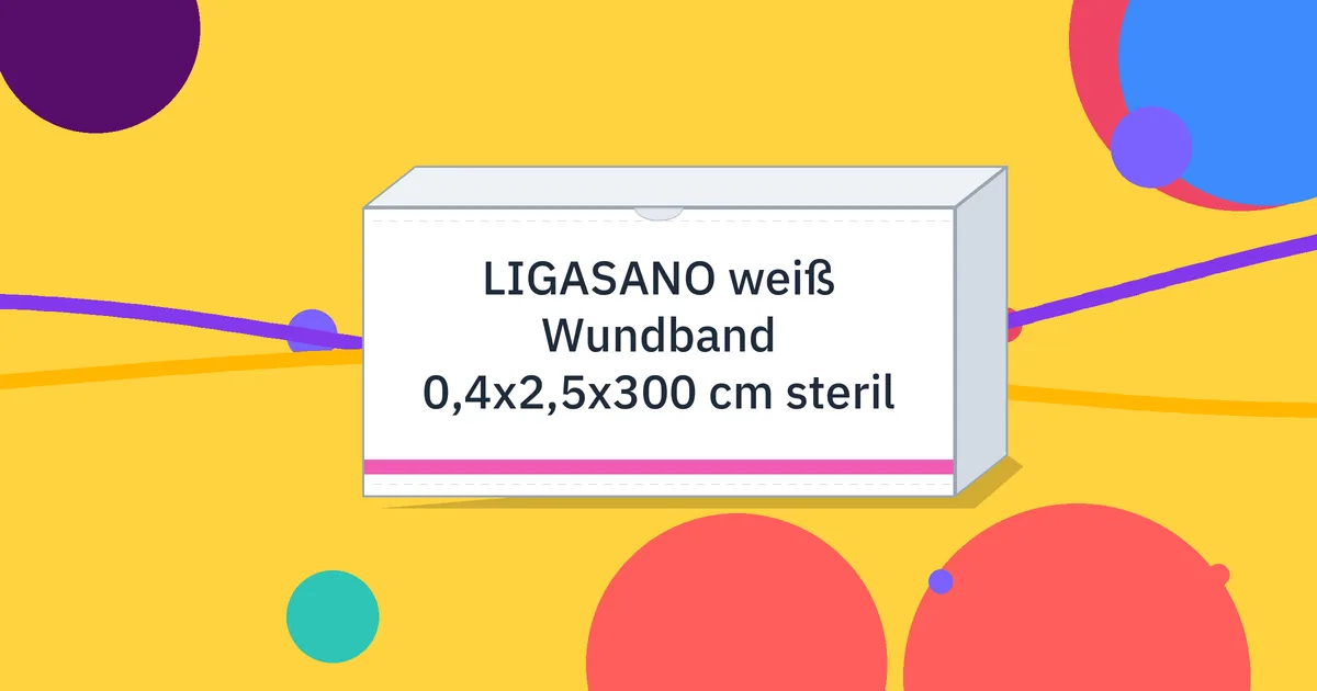 Symbolbild: Packung mit der Aufschrift LIGASANO weiß Wundband 0,4x2,5x300 cm steril (PZN 19274875) – Verfügbarkeit und Bezug in Apotheken in Frankfurt am Main