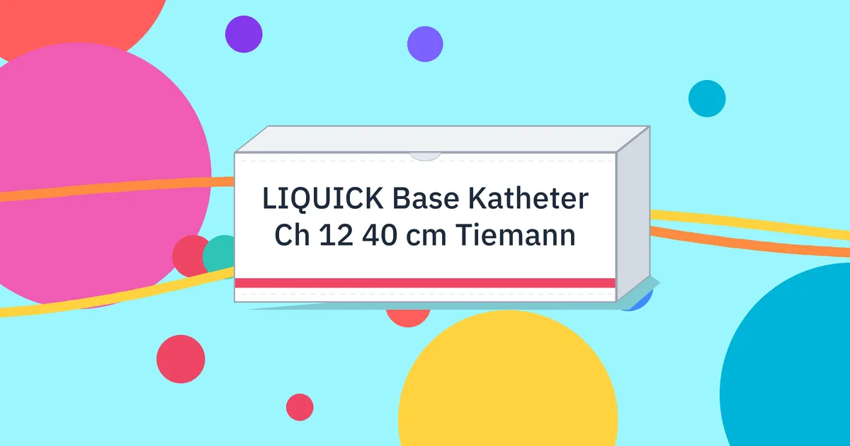 Symbolbild: Packung mit der Aufschrift LIQUICK Base Katheter Ch 12 40 cm Tiemann (PZN 02652511) – Verfügbarkeit und Bezug in Apotheken in Frankfurt am Main