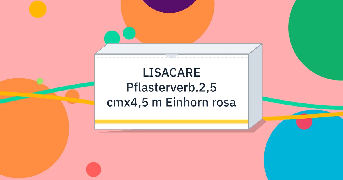 Symbolbild: Packung mit der Aufschrift LISACARE Pflasterverb.2,5 cmx4,5 m Einhorn rosa (PZN 17891836) – Verfügbarkeit und Bezug in Apotheken in Frankfurt am Main