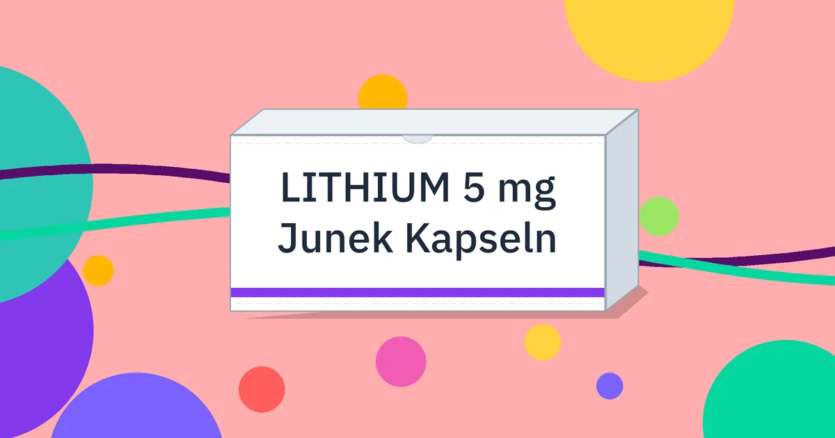 Symbolbild: Packung mit der Aufschrift LITHIUM 5 mg Junek Kapseln (PZN 20172418) – Verfügbarkeit und Bezug in Apotheken in Frankfurt am Main