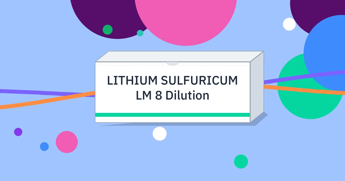 Symbolbild: Packung mit der Aufschrift LITHIUM SULFURICUM LM 8 Dilution (PZN 12932890) – Verfügbarkeit und Bezug in Apotheken in Frankfurt am Main