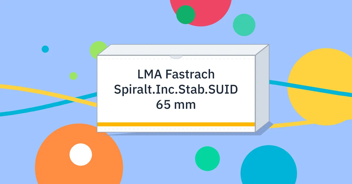 Symbolbild: Packung mit der Aufschrift LMA Fastrach Spiralt.Inc.Stab.SUID 65 mm (PZN 10849162) – Verfügbarkeit und Bezug in Apotheken in Frankfurt am Main