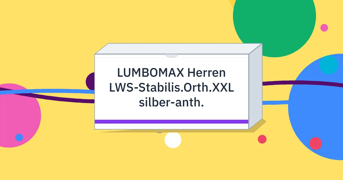 Symbolbild: Packung mit der Aufschrift LUMBOMAX Herren LWS-Stabilis.Orth.XXL silber-anth. (PZN 11097592) – Verfügbarkeit und Bezug in Apotheken in Frankfurt am Main
