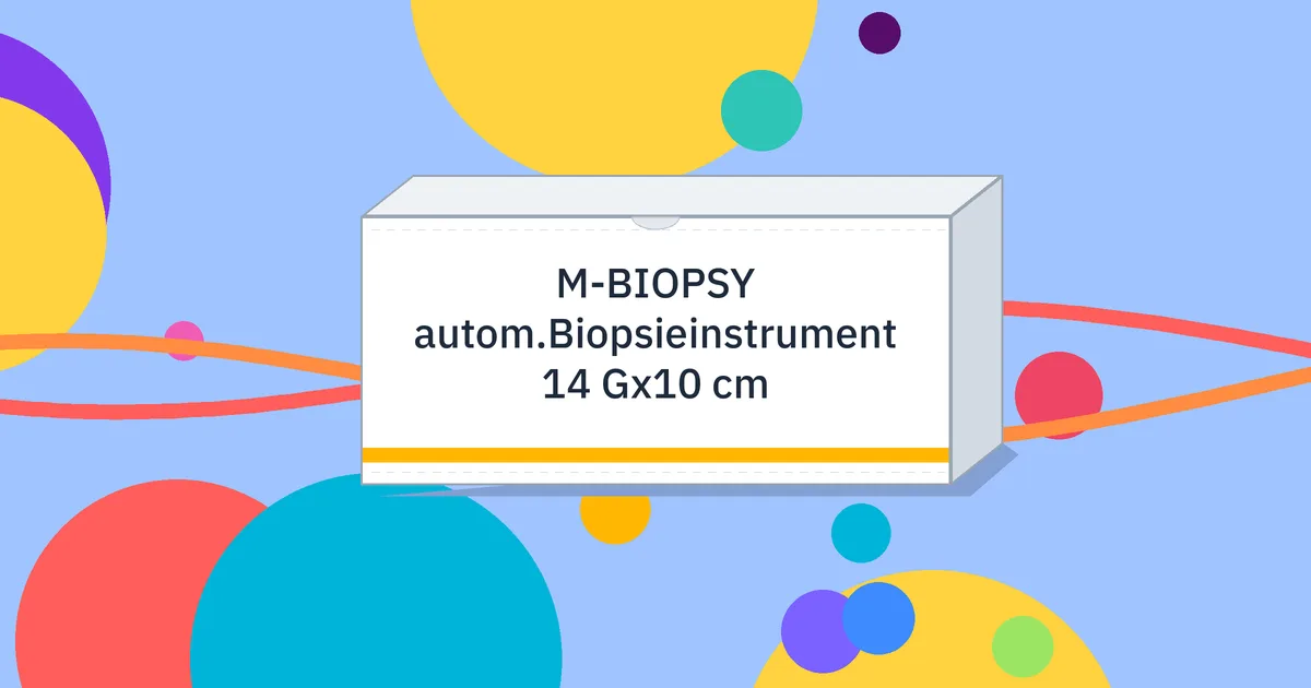 Symbolbild: Packung mit der Aufschrift M-BIOPSY autom.Biopsieinstrument 14 Gx10 cm (PZN 20326761) – Verfügbarkeit und Bezug in Apotheken in Frankfurt am Main