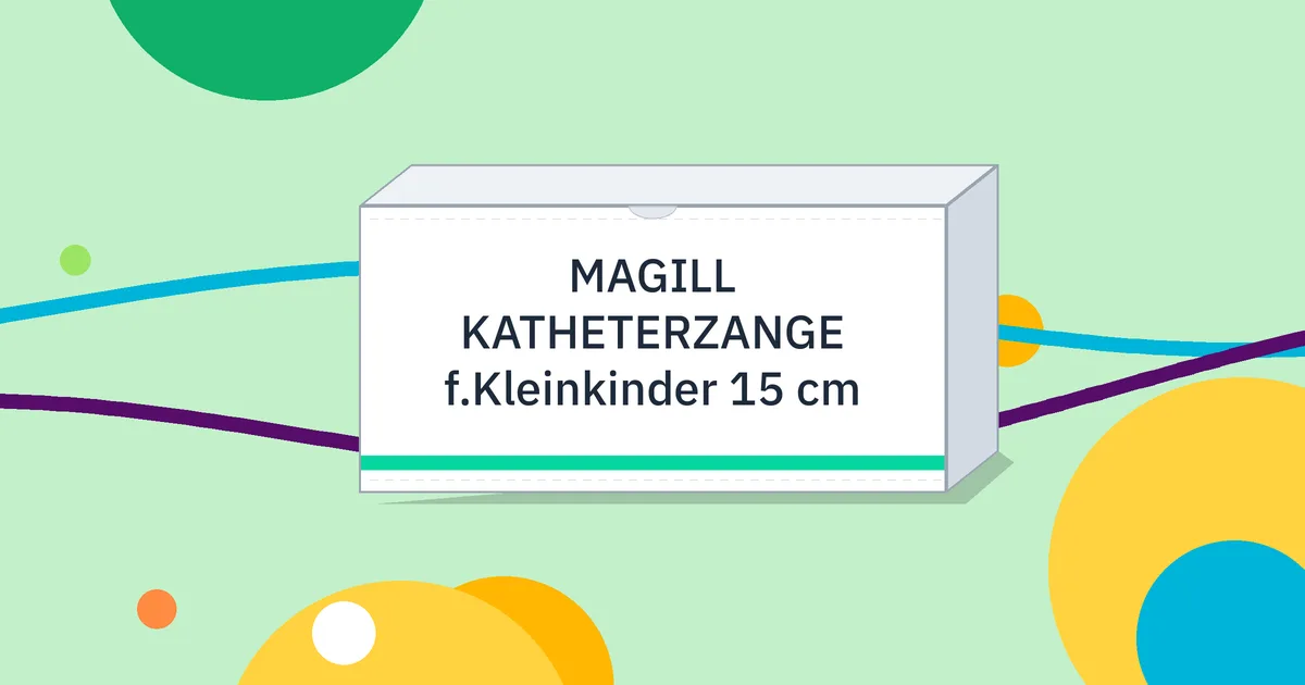 Symbolbild: Packung mit der Aufschrift MAGILL KATHETERZANGE f.Kleinkinder 15 cm (PZN 19978553) – Verfügbarkeit und Bezug in Apotheken in Frankfurt am Main