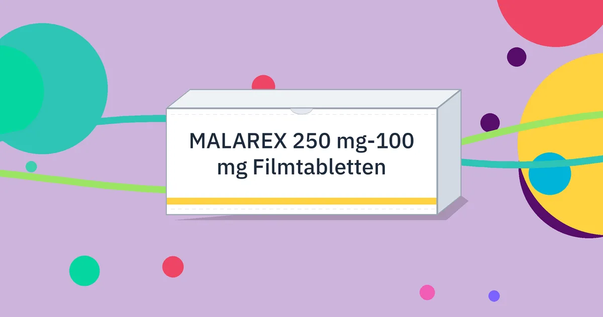 Symbolbild: Packung mit der Aufschrift MALAREX 250 mg-100 mg Filmtabletten (PZN 06959181) – Verfügbarkeit und Bezug in Apotheken in Frankfurt am Main