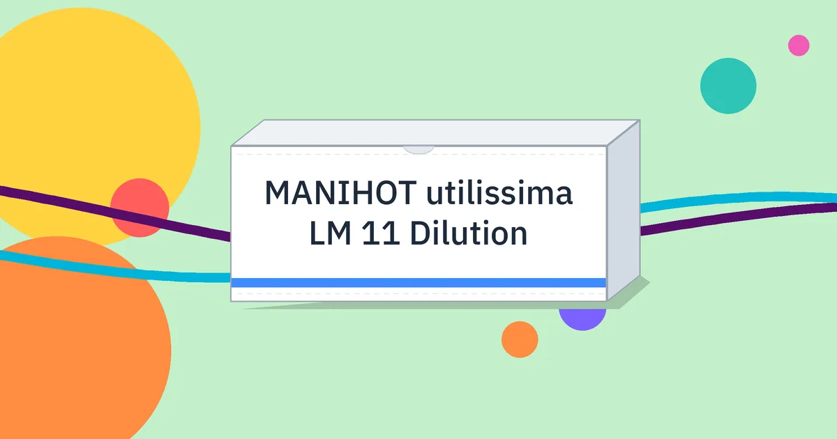 Symbolbild: Packung mit der Aufschrift MANIHOT utilissima LM 11 Dilution (PZN 13600925) – Verfügbarkeit und Bezug in Apotheken in Frankfurt am Main