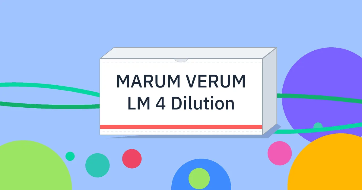Symbolbild: Packung mit der Aufschrift MARUM VERUM LM 4 Dilution (PZN 12946395) – Verfügbarkeit und Bezug in Apotheken in Frankfurt am Main