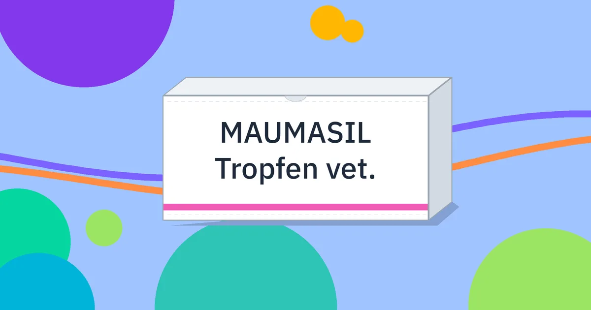 Symbolbild: Packung mit der Aufschrift MAUMASIL Tropfen vet. (PZN 04972415) – Verfügbarkeit und Bezug in Apotheken in Frankfurt am Main