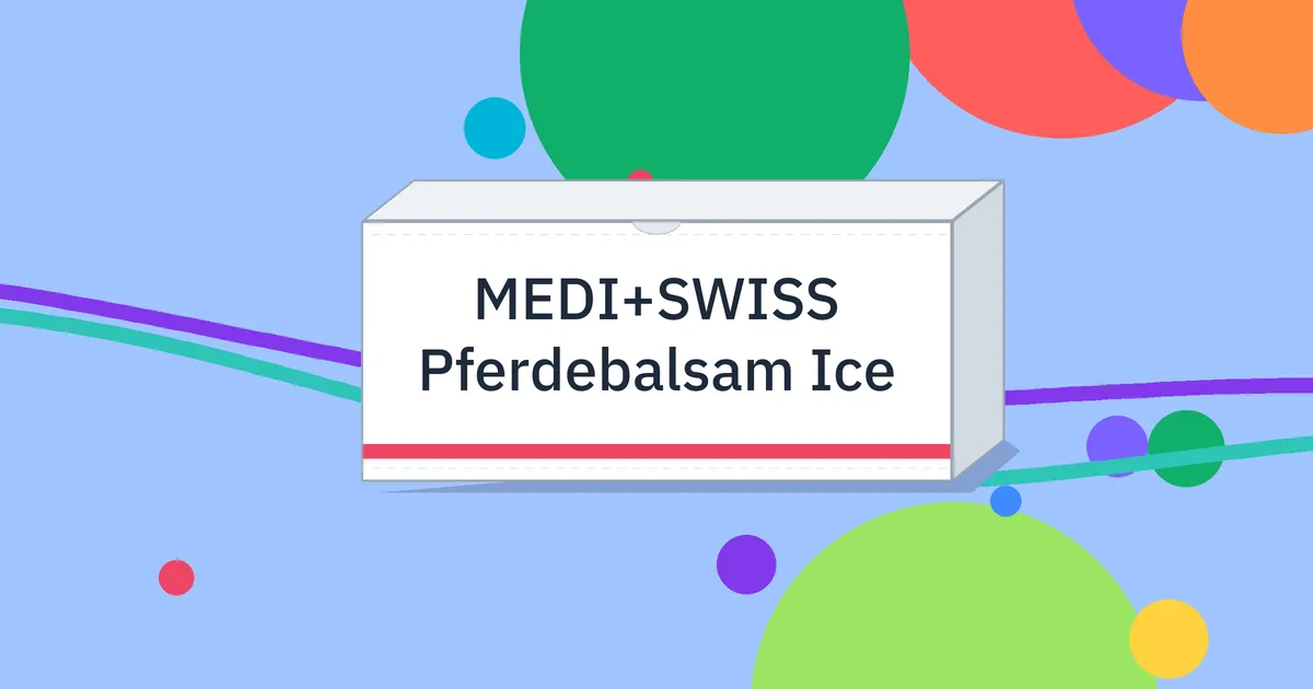 Symbolbild: Packung mit der Aufschrift MEDI+SWISS Pferdebalsam Ice (PZN 14287353) – Verfügbarkeit und Bezug in Apotheken in Frankfurt am Main
