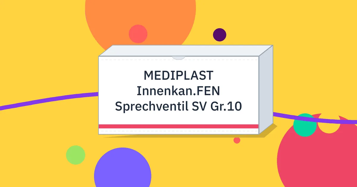 Symbolbild: Packung mit der Aufschrift MEDIPLAST Innenkan.FEN Sprechventil SV Gr.10 (PZN 04528301) – Verfügbarkeit und Bezug in Apotheken in Frankfurt am Main