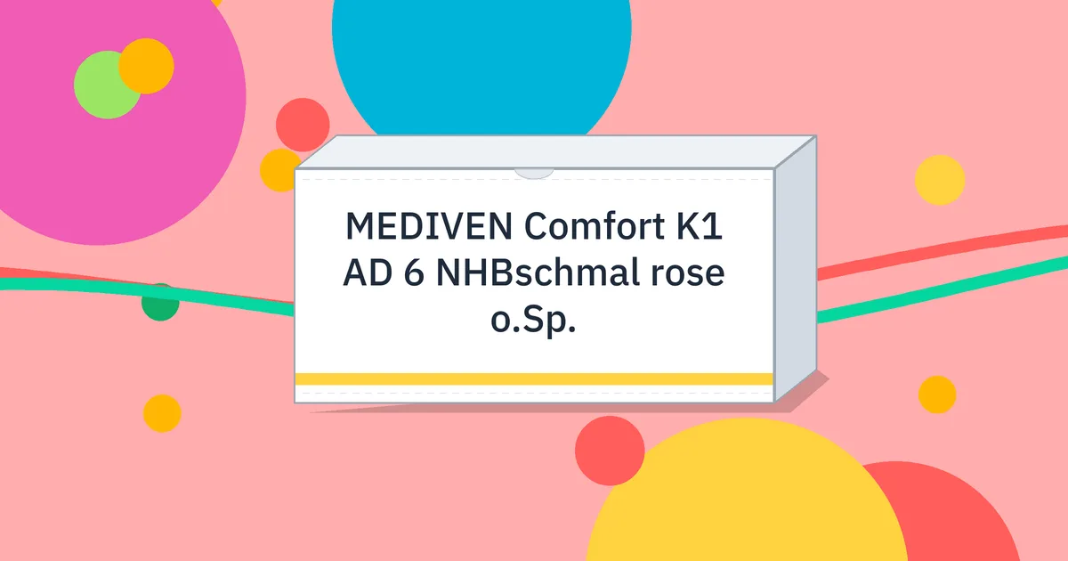 Symbolbild: Packung mit der Aufschrift MEDIVEN Comfort K1 AD 6 NHBschmal rose o.Sp. (PZN 14561423) – Verfügbarkeit und Bezug in Apotheken in Frankfurt am Main