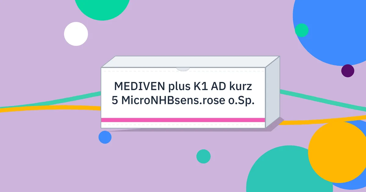 Symbolbild: Packung mit der Aufschrift MEDIVEN plus K1 AD kurz 5 MicroNHBsens.rose o.Sp. (PZN 15906634) – Verfügbarkeit und Bezug in Apotheken in Frankfurt am Main