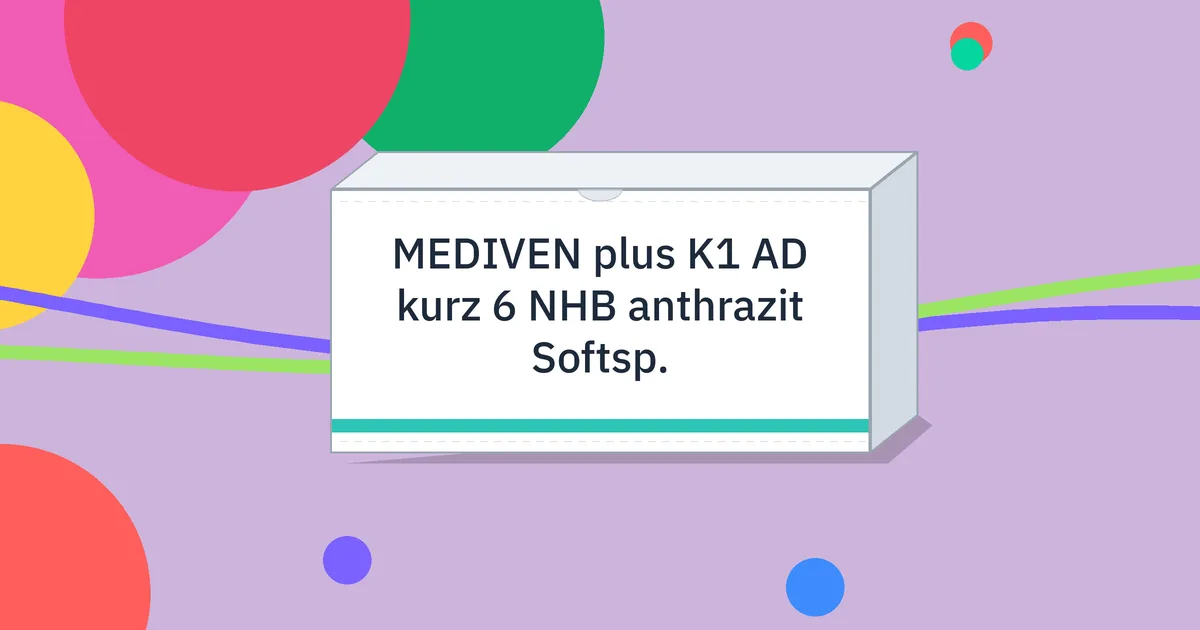 Symbolbild: Packung mit der Aufschrift MEDIVEN plus K1 AD kurz 6 NHB anthrazit Softsp. (PZN 15897585) – Verfügbarkeit und Bezug in Apotheken in Frankfurt am Main