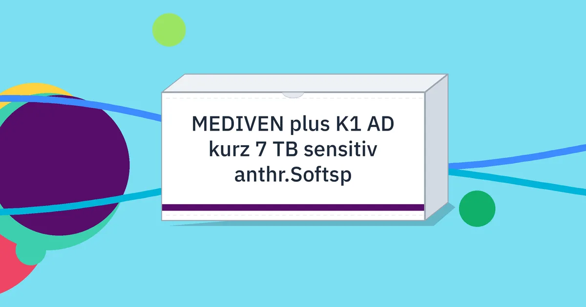 Symbolbild: Packung mit der Aufschrift MEDIVEN plus K1 AD kurz 7 TB sensitiv anthr.Softsp (PZN 15053172) – Verfügbarkeit und Bezug in Apotheken in Frankfurt am Main