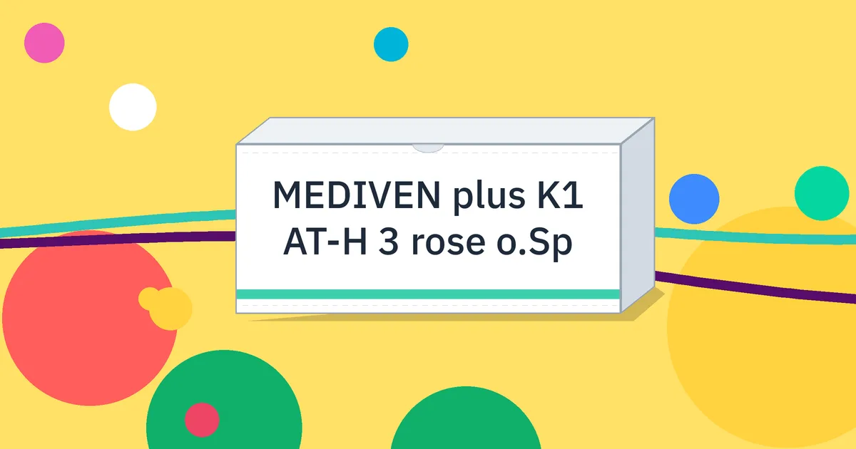 Symbolbild: Packung mit der Aufschrift MEDIVEN plus K1 AT-H 3 rose o.Sp (PZN 15035777) – Verfügbarkeit und Bezug in Apotheken in Frankfurt am Main