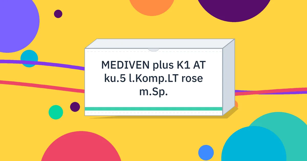 Symbolbild: Packung mit der Aufschrift MEDIVEN plus K1 AT ku.5 l.Komp.LT rose m.Sp. (PZN 15029305) – Verfügbarkeit und Bezug in Apotheken in Frankfurt am Main
