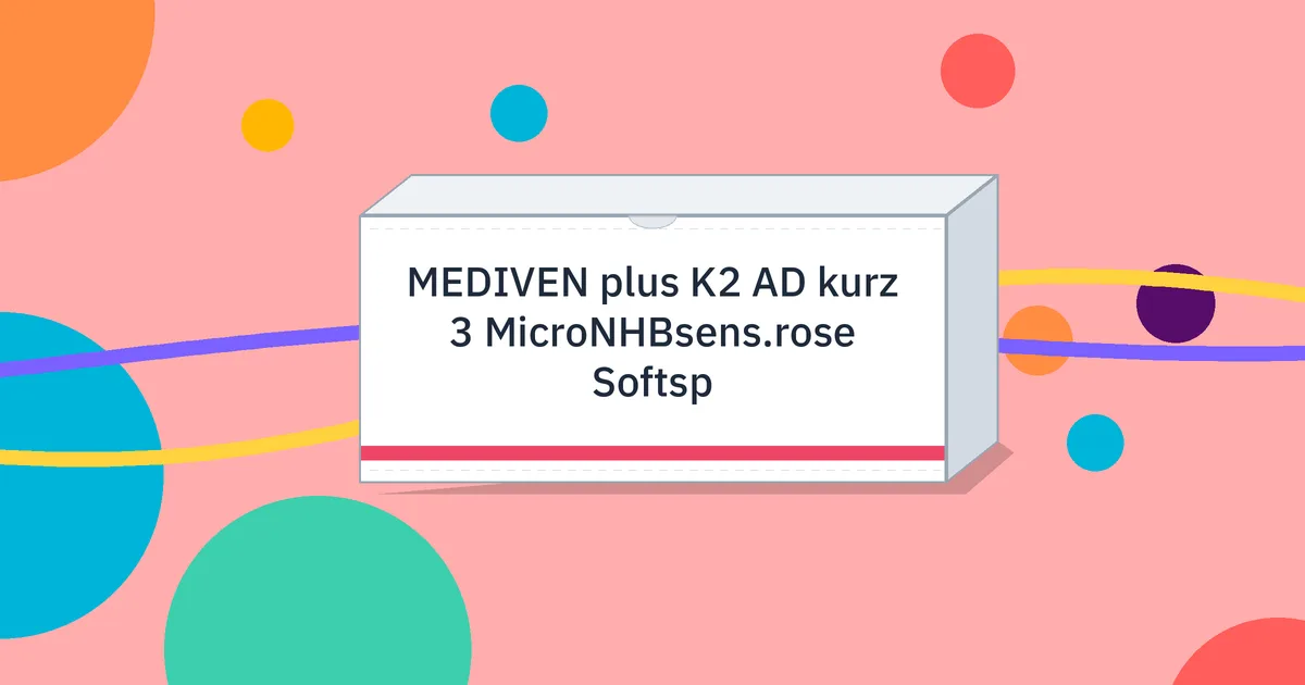 Symbolbild: Packung mit der Aufschrift MEDIVEN plus K2 AD kurz 3 MicroNHBsens.rose Softsp (PZN 15933996) – Verfügbarkeit und Bezug in Apotheken in Frankfurt am Main