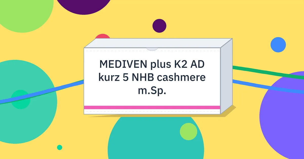 Symbolbild: Packung mit der Aufschrift MEDIVEN plus K2 AD kurz 5 NHB cashmere m.Sp. (PZN 15924980) – Verfügbarkeit und Bezug in Apotheken in Frankfurt am Main