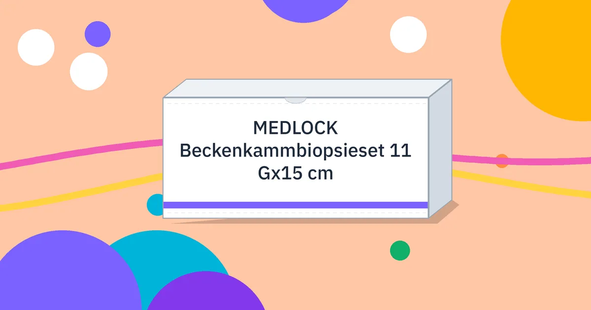 Symbolbild: Packung mit der Aufschrift MEDLOCK Beckenkammbiopsieset 11 Gx15 cm (PZN 19774477) – Verfügbarkeit und Bezug in Apotheken in Frankfurt am Main