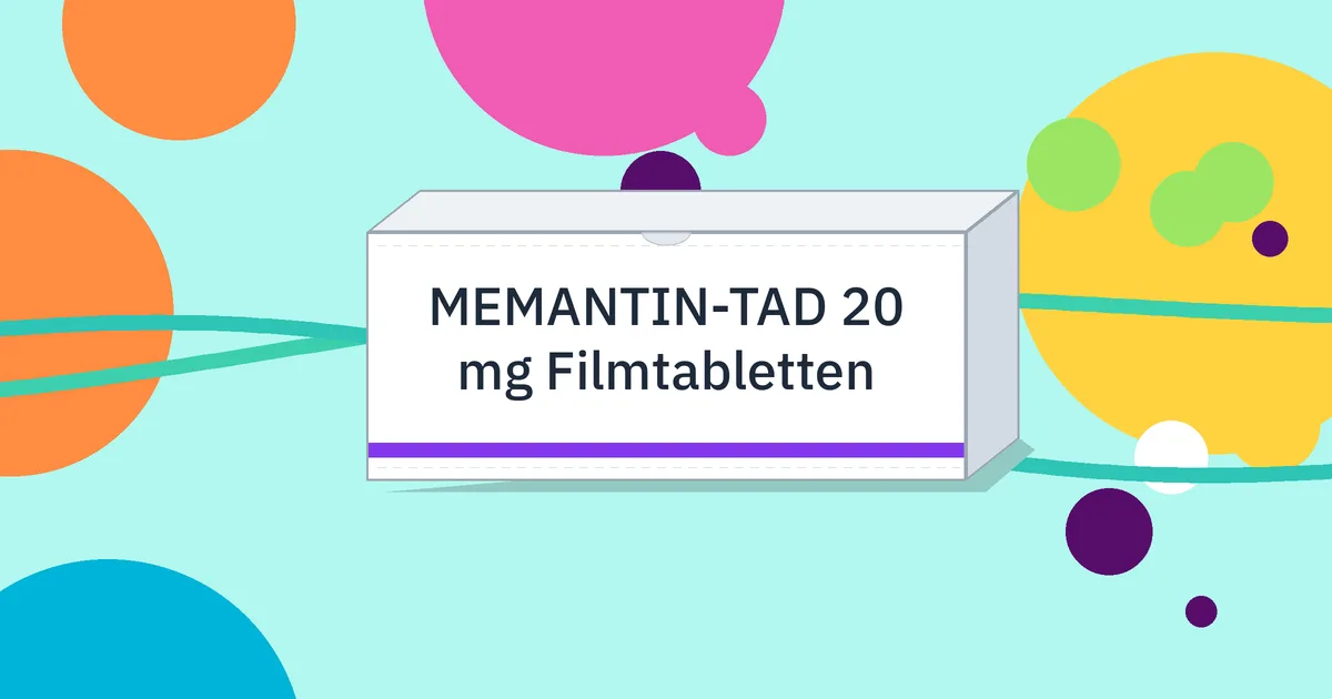 Symbolbild: Packung mit der Aufschrift MEMANTIN-TAD 20 mg Filmtabletten (PZN 19426687) – Verfügbarkeit und Bezug in Apotheken in Frankfurt am Main