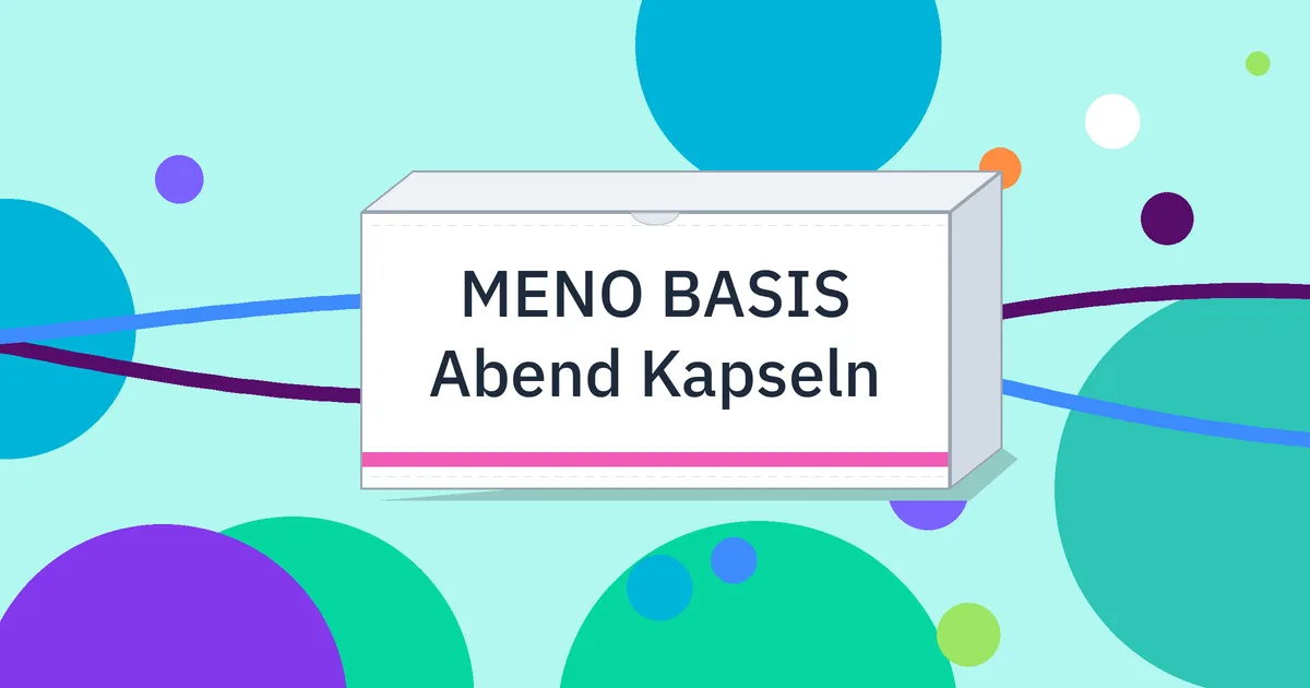 Symbolbild: Packung mit der Aufschrift MENO BASIS Abend Kapseln (PZN 11526840) – Verfügbarkeit und Bezug in Apotheken in Frankfurt am Main