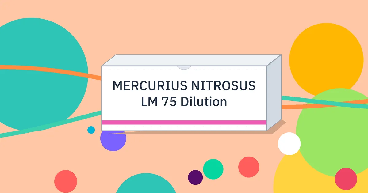 Symbolbild: Packung mit der Aufschrift MERCURIUS NITROSUS LM 75 Dilution (PZN 12952510) – Verfügbarkeit und Bezug in Apotheken in Frankfurt am Main