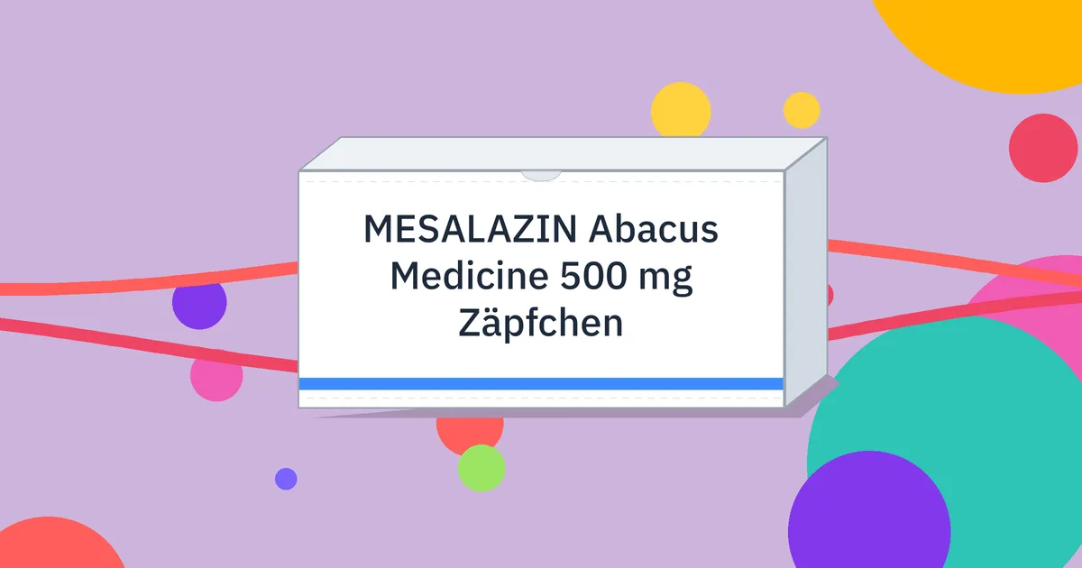 Symbolbild: Packung mit der Aufschrift MESALAZIN Abacus Medicine 500 mg Zäpfchen (PZN 17533373) – Verfügbarkeit und Bezug in Apotheken in Frankfurt am Main