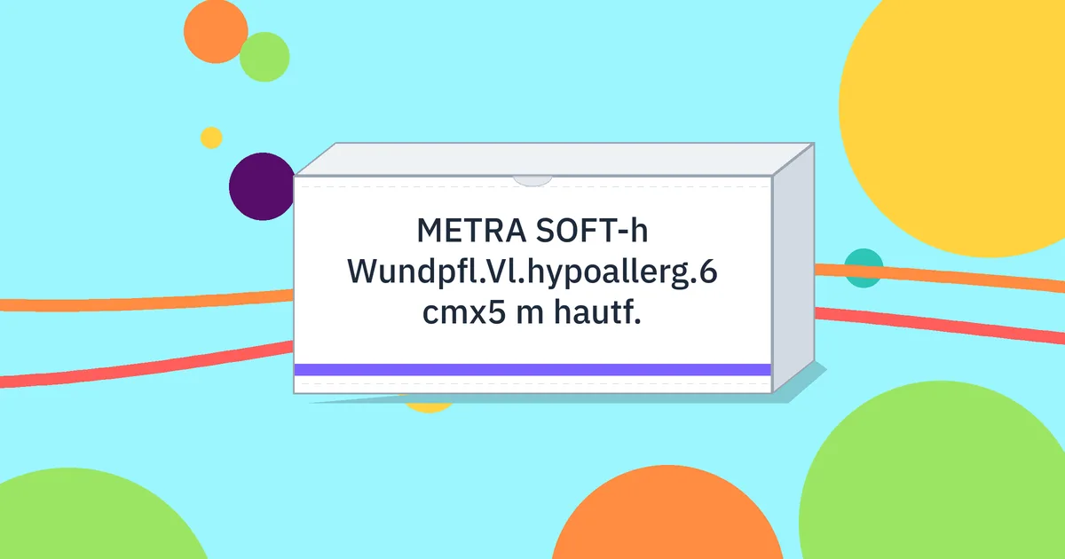 Symbolbild: Packung mit der Aufschrift METRA SOFT-h Wundpfl.Vl.hypoallerg.6 cmx5 m hautf. (PZN 07772102) – Verfügbarkeit und Bezug in Apotheken in Frankfurt am Main
