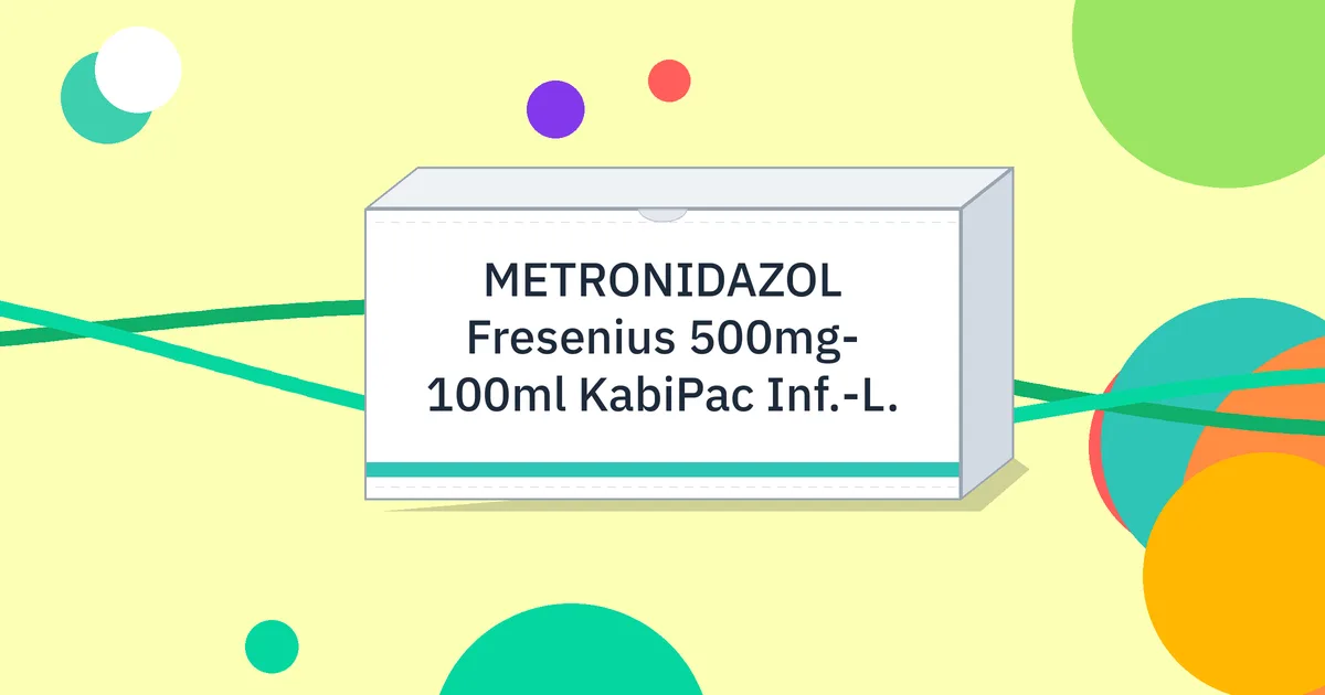 Symbolbild: Packung mit der Aufschrift METRONIDAZOL Fresenius 500mg-100ml KabiPac Inf.-L. (PZN 19436438) – Verfügbarkeit und Bezug in Apotheken in Frankfurt am Main