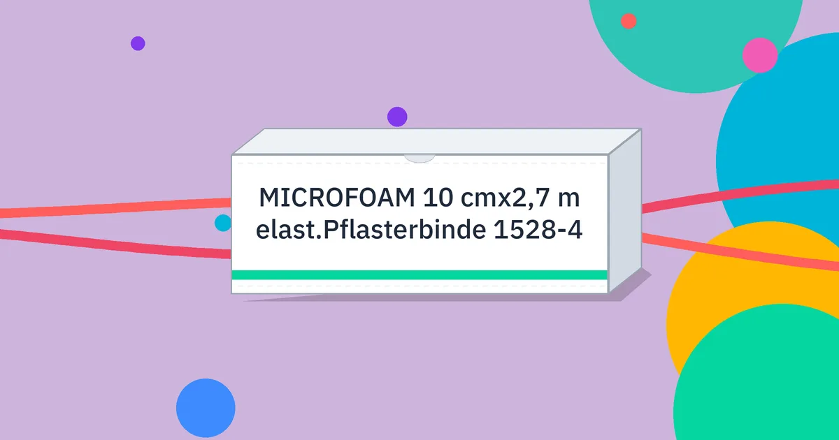 Symbolbild: Packung mit der Aufschrift MICROFOAM 10 cmx2,7 m elast.Pflasterbinde 1528-4 (PZN 03190308) – Verfügbarkeit und Bezug in Apotheken in Frankfurt am Main
