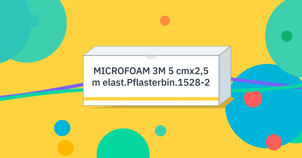 Symbolbild: Packung mit der Aufschrift MICROFOAM 3M 5 cmx2,5 m elast.Pflasterbin.1528-2 (PZN 18055384) – Verfügbarkeit und Bezug in Apotheken in Frankfurt am Main