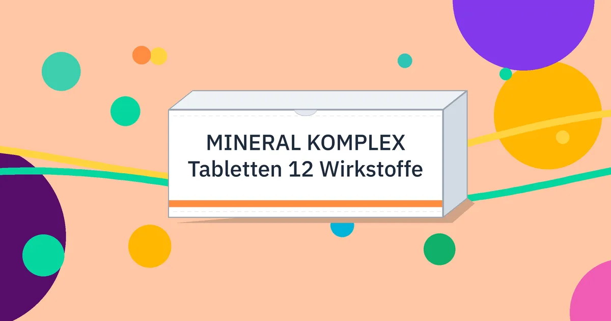 Symbolbild: Packung mit der Aufschrift MINERAL KOMPLEX Tabletten 12 Wirkstoffe (PZN 16686548) – Verfügbarkeit und Bezug in Apotheken in Frankfurt am Main