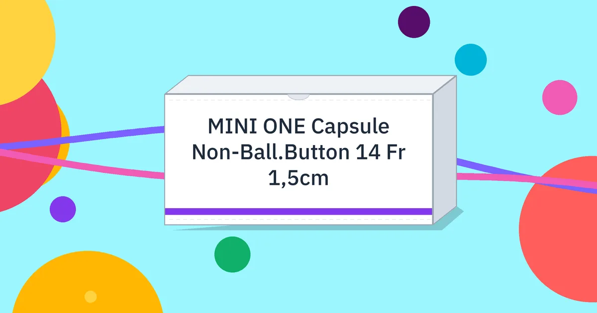 Symbolbild: Packung mit der Aufschrift MINI ONE Capsule Non-Ball.Button 14 Fr 1,5cm (PZN 14343703) – Verfügbarkeit und Bezug in Apotheken in Frankfurt am Main