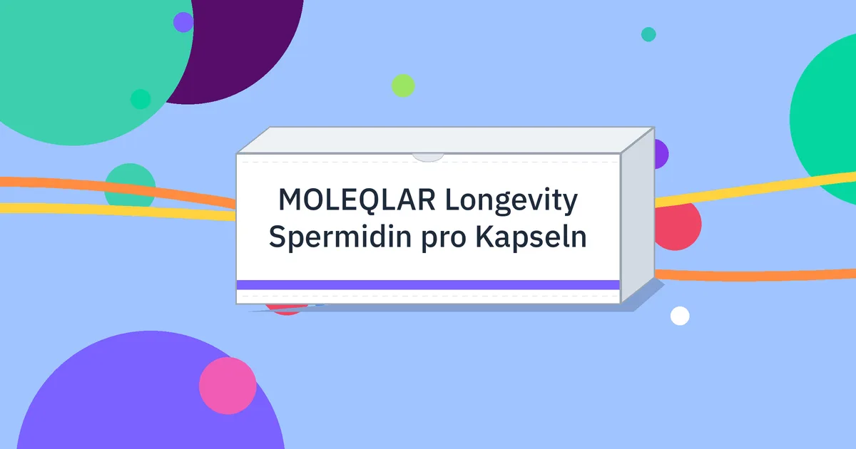 Symbolbild: Packung mit der Aufschrift MOLEQLAR Longevity Spermidin pro Kapseln (PZN 19488808) – Verfügbarkeit und Bezug in Apotheken in Frankfurt am Main